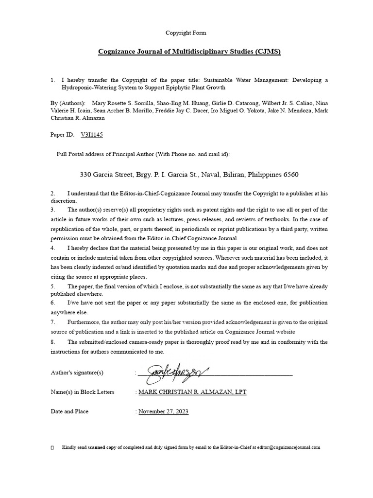 Almazan_CJMS Copyright form | PDF | Written Communication ...