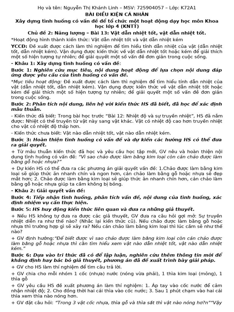 BÀI ĐIỀU KIỆN CÁ NHÂN TNXH | PDF