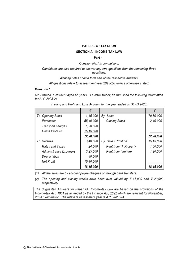 CA Inter Tax Suggested Ans Nov23 Castudynotes Com | PDF | Capital Gains ...