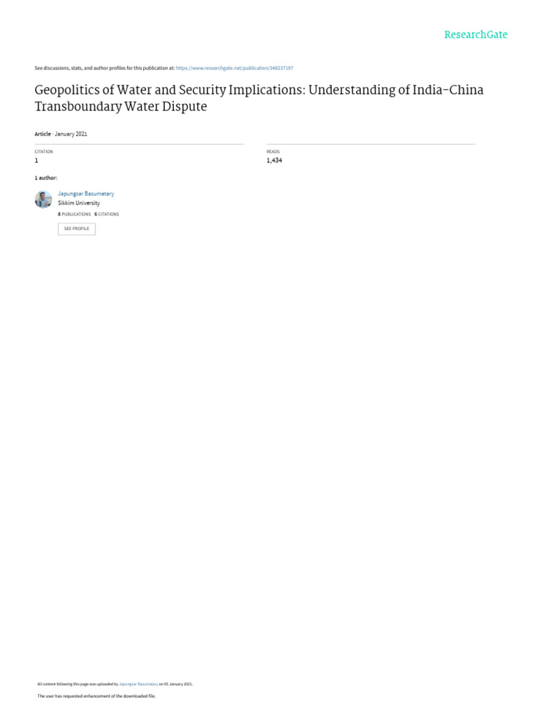 Geopolitics-of-Water-and-Security-Implications_Pdf | PDF | Water ...
