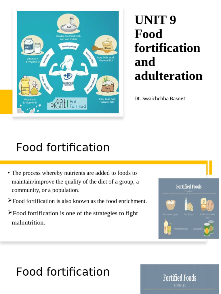 UNIT 9 Food Fortification and Adulteration | PDF | Micronutrient ...
