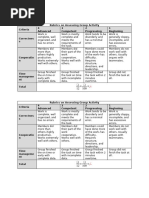 Rubrics For Group Activity | PDF