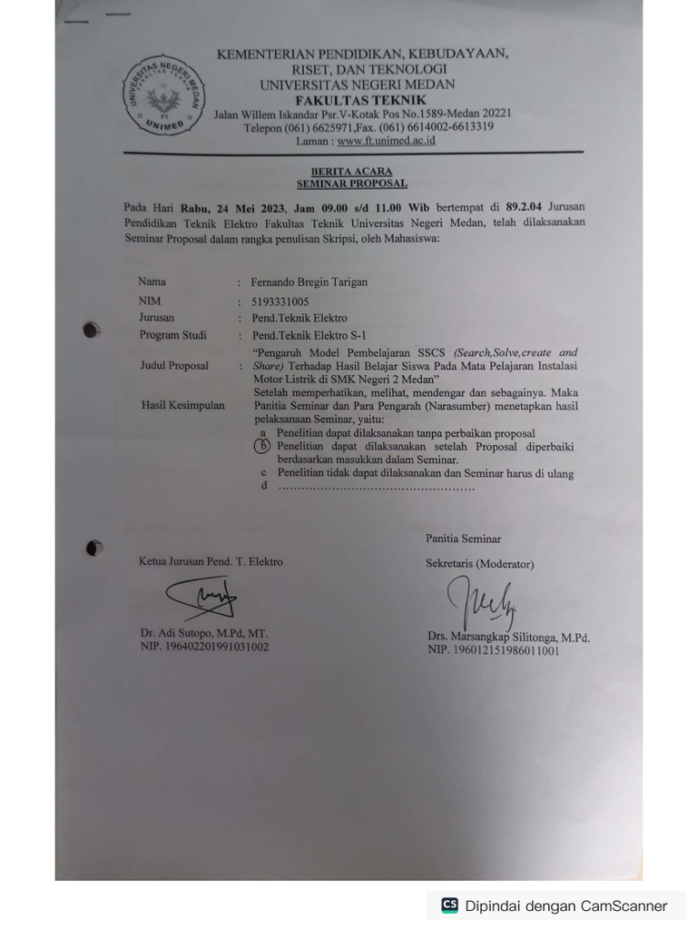 Berita Acara Sempro | PDF