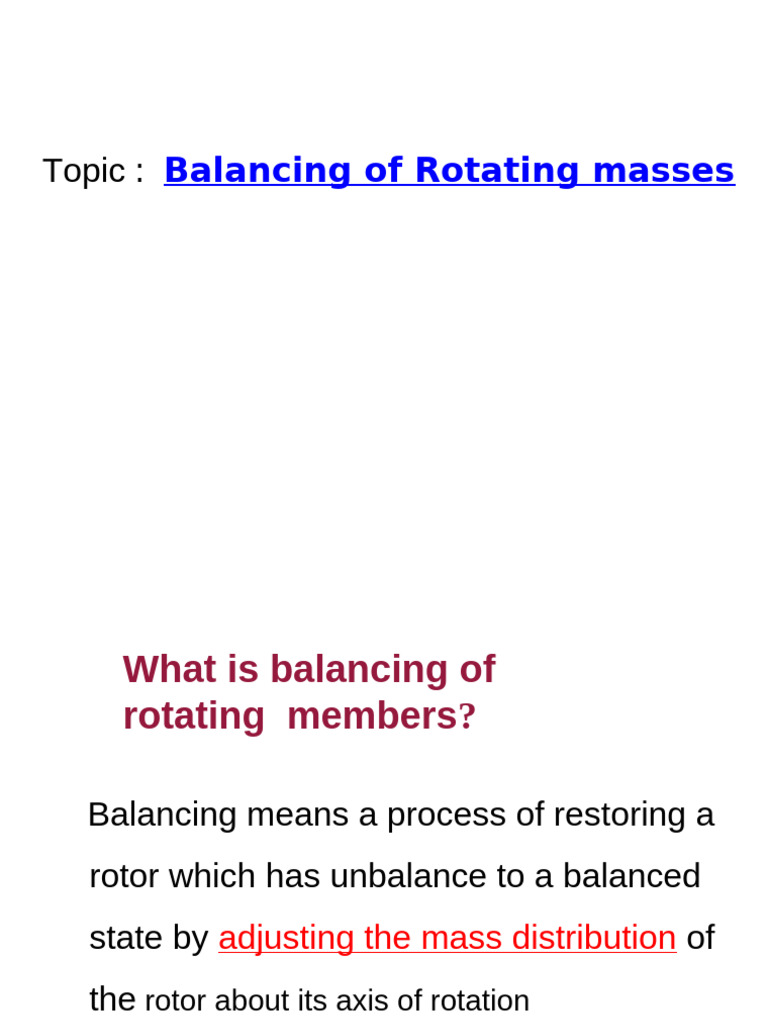 Rotary Mass Balancing | PDF | Machines | Applied And Interdisciplinary ...