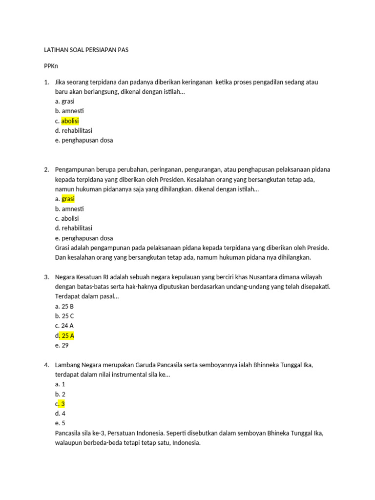 LATIHAN SOAL PAS XII IPS 2 PPKN SMA BERNOMOR GENAP | PDF