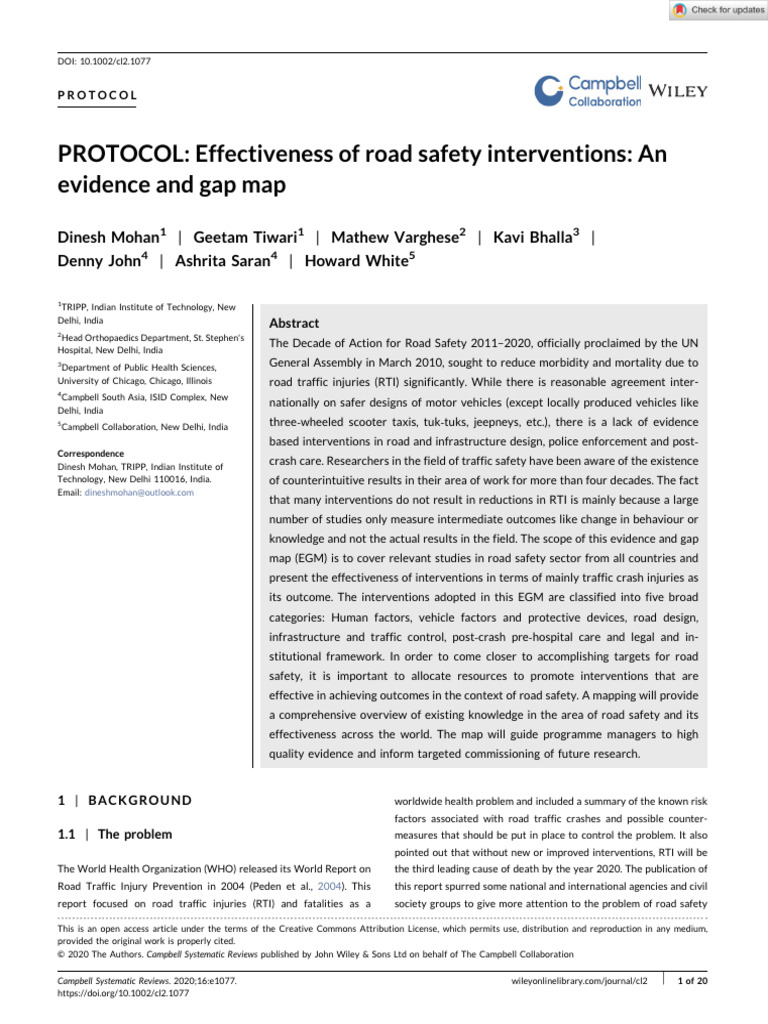 Campbell Systematic Reviews - 2020 - Mohan - PROTOCOL Effectiveness of ...