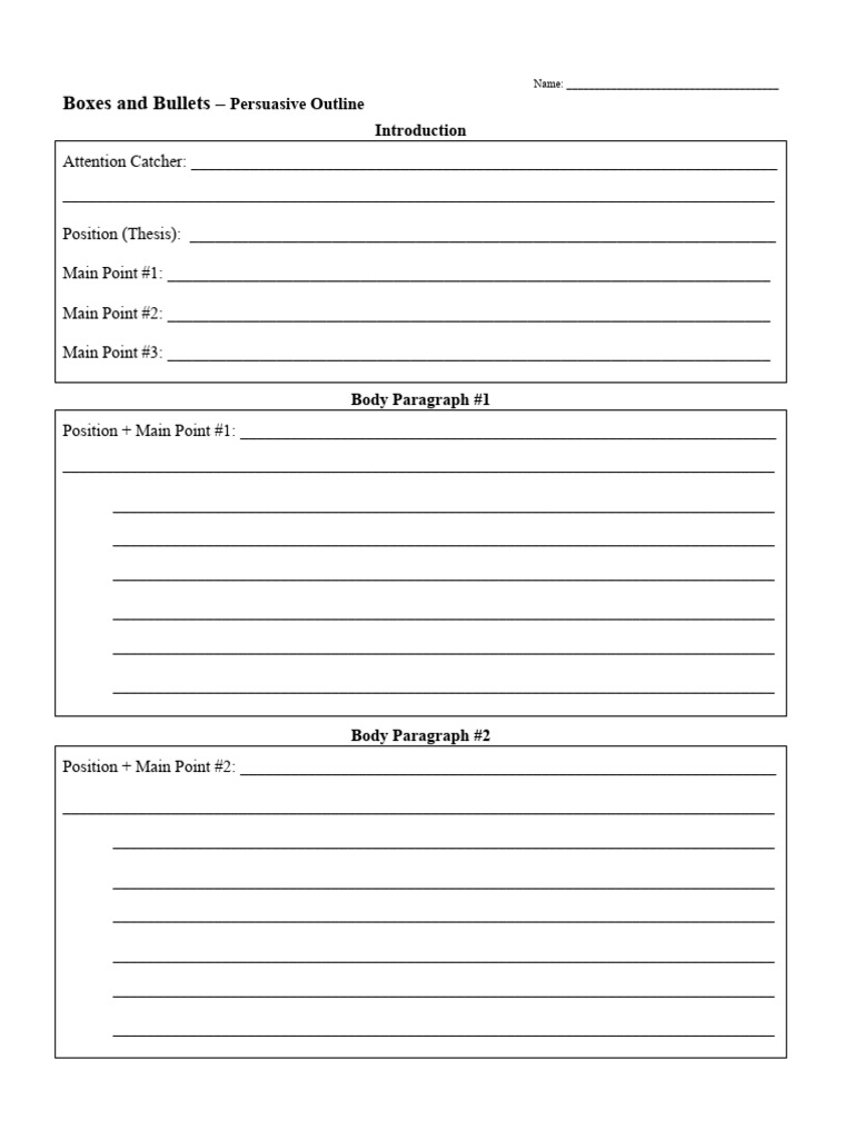 Boxes and Bullets Persuasive Outline | PDF
