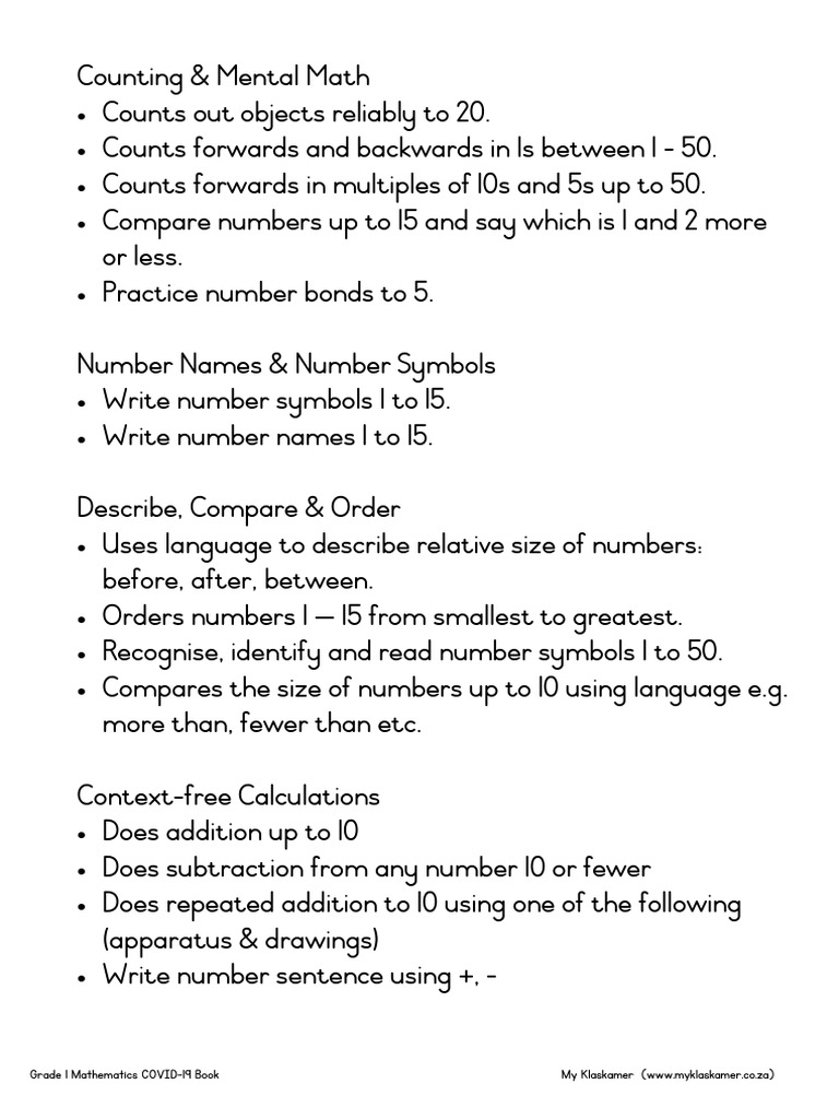 Grade 1 Mathematics Workbook | PDF | Numbers | Shape