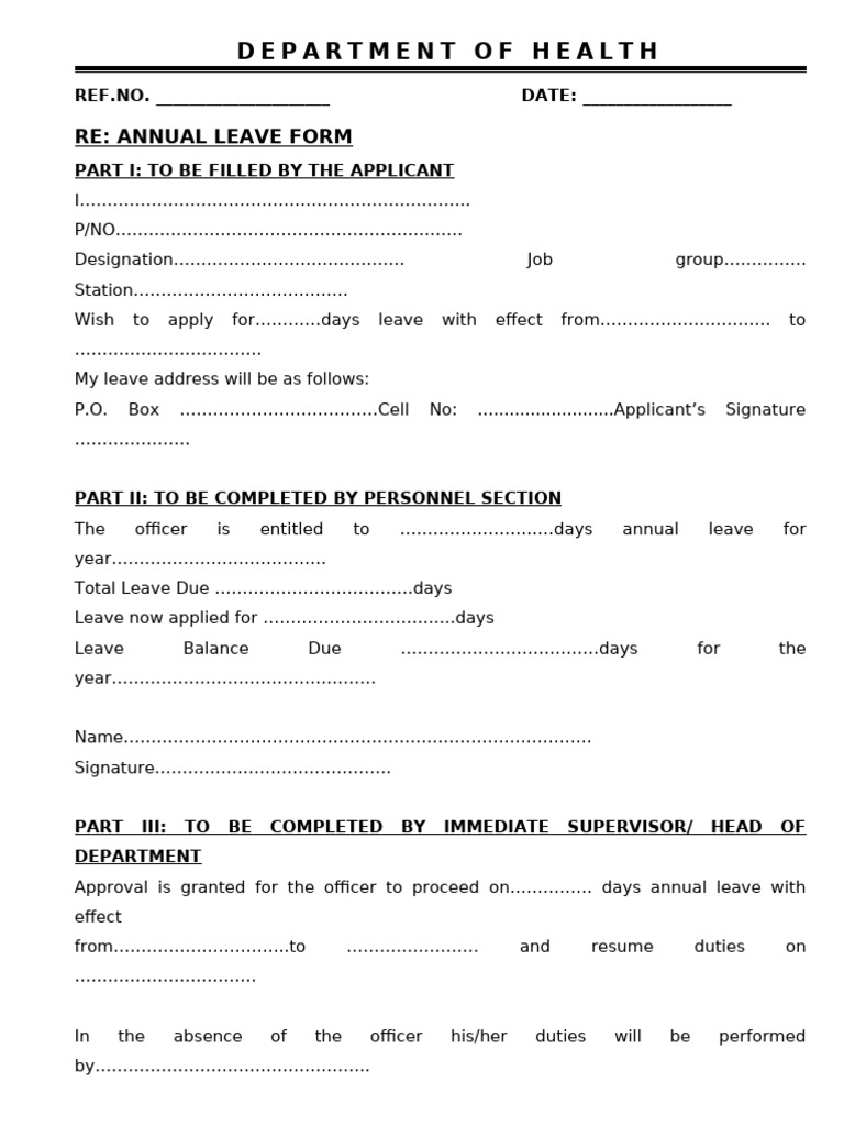 Updated Leave Form 2024 | PDF