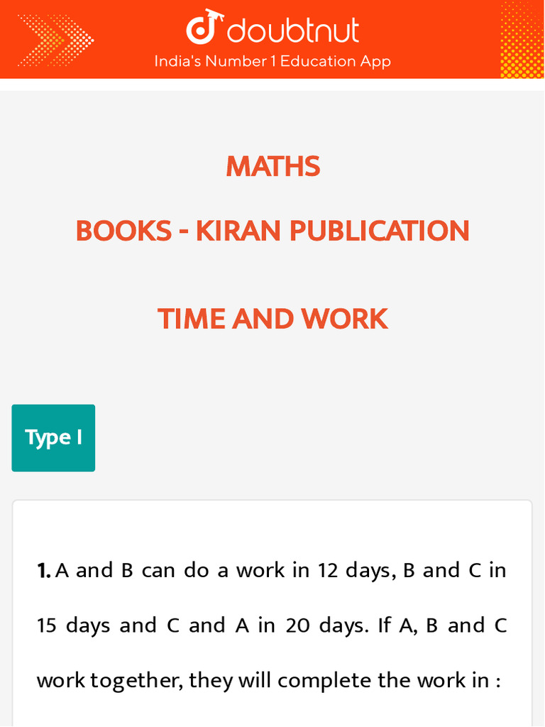 Time and Work Problem Solutions | PDF | Wage | Labor Relations