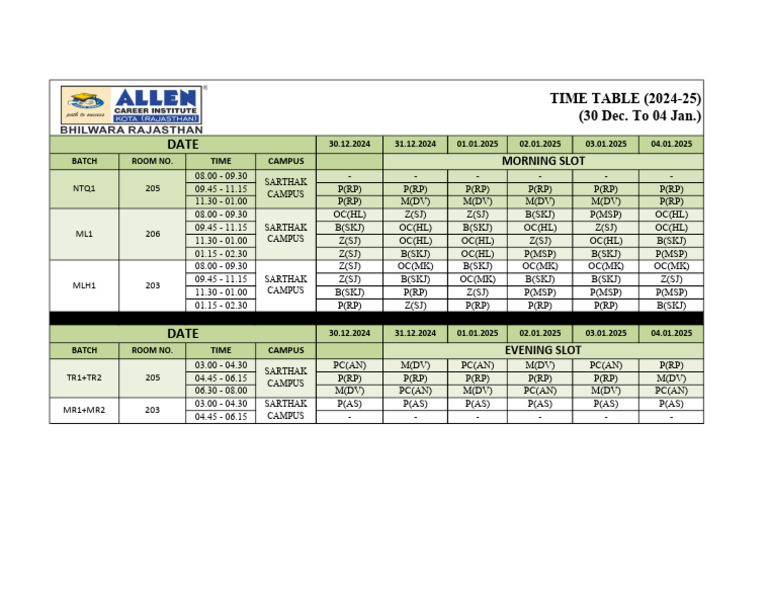 Time Table-2 | PDF