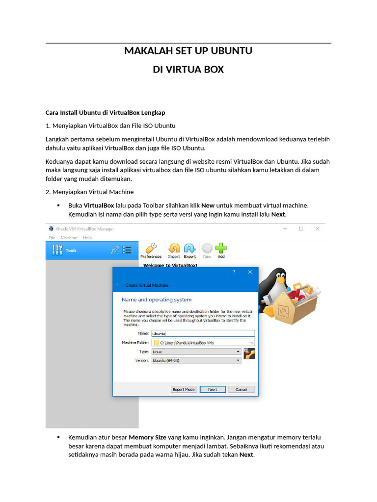 Cara Install Ubuntu Di VirtualBox Lengkap | PDF