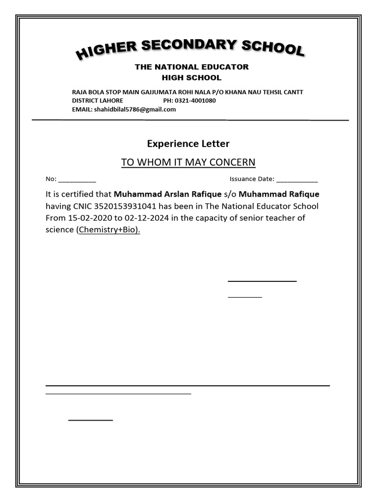 Experience Letter | PDF