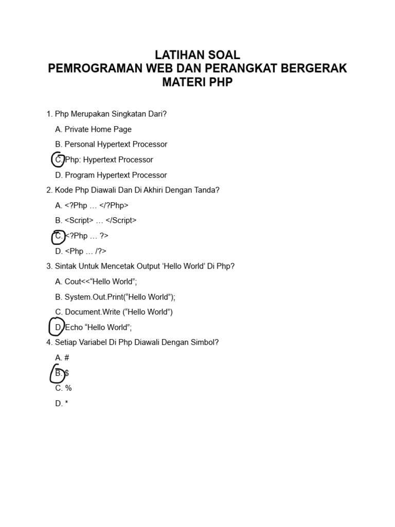 Soal Latihan PHP | PDF