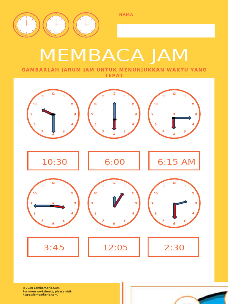 Jam dan Waktu: Latihan Menggambar | PDF
