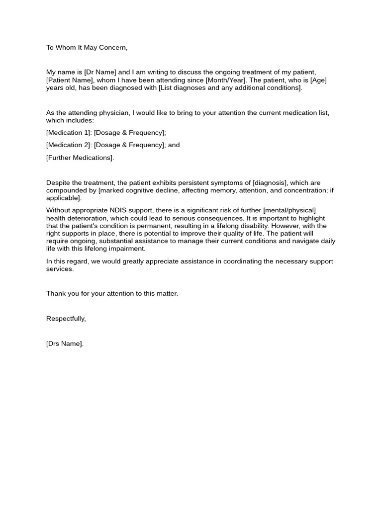DR Letter Template - NDIS Participants | PDF