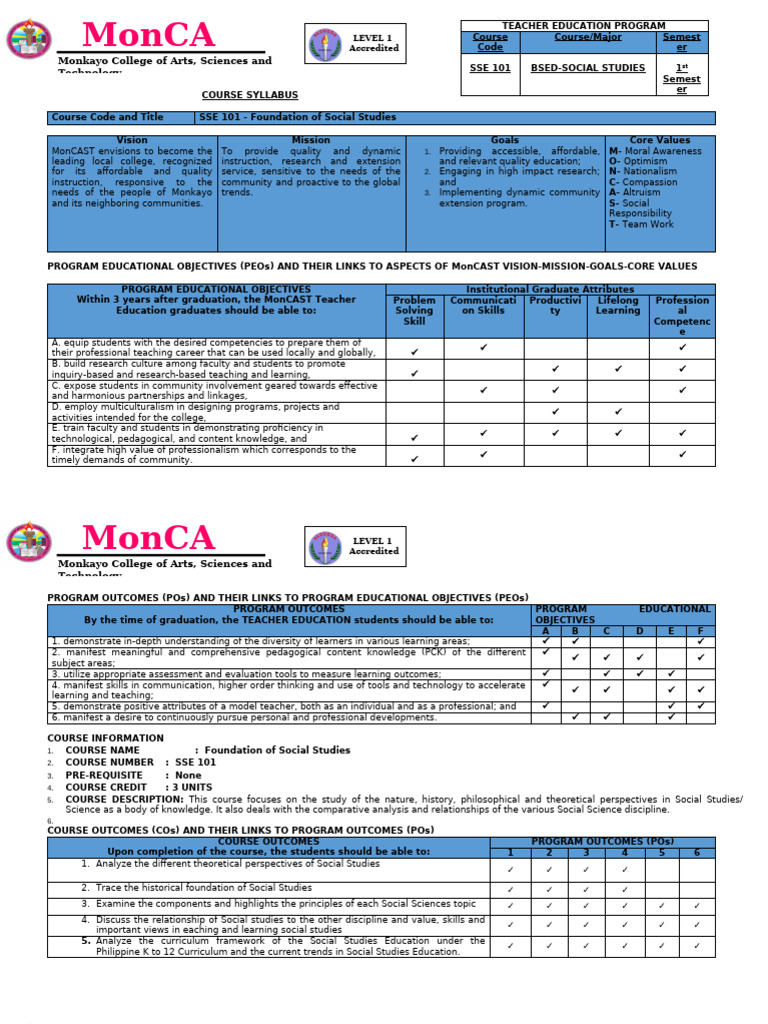 CANTONG - SSE 101 Foundation of Social Studies (Revised) | PDF | Educational Assessment | Learning