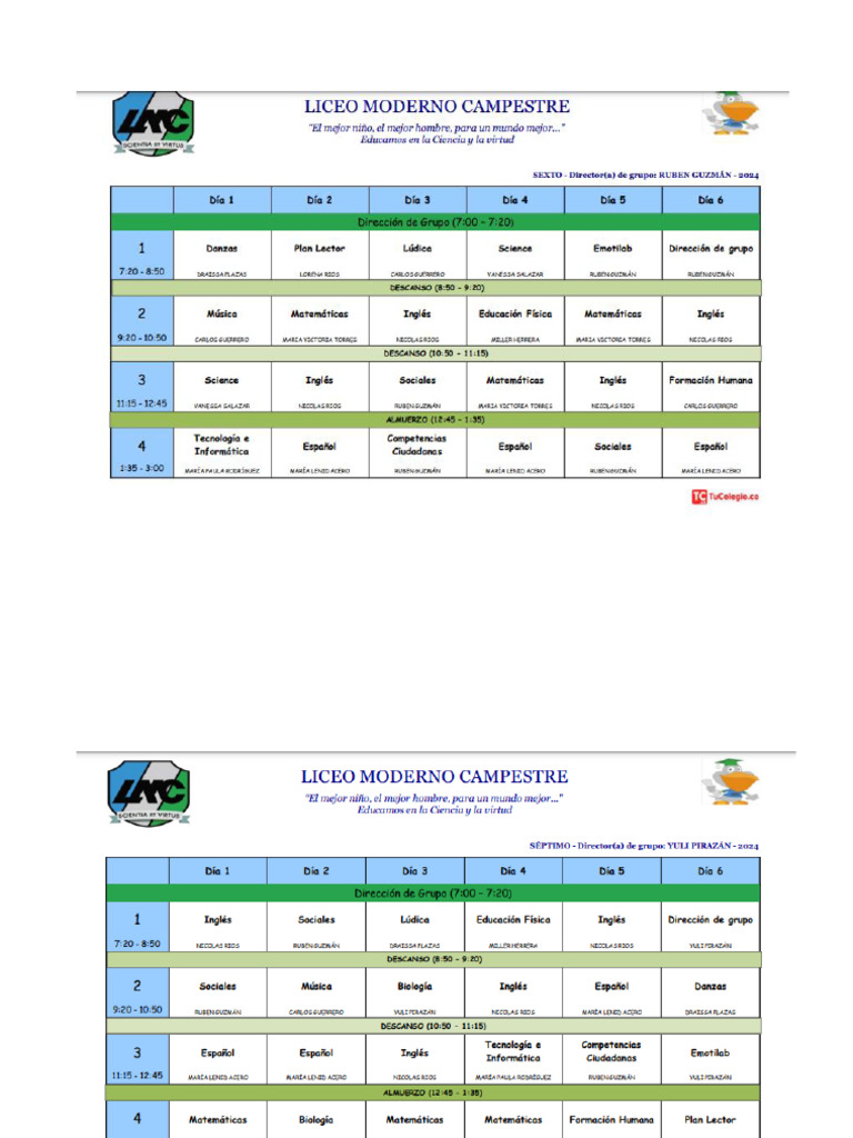 9-Horarios Bachillerato Limca 2024 | PDF