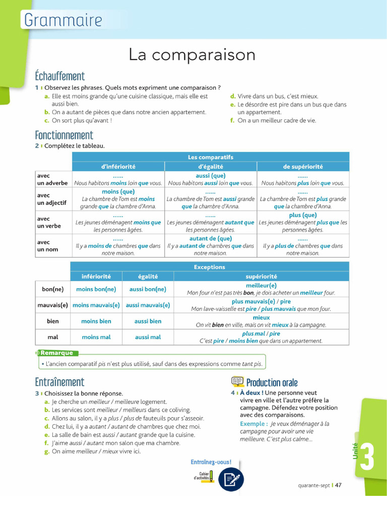 Grammaire La Comparaison | PDF