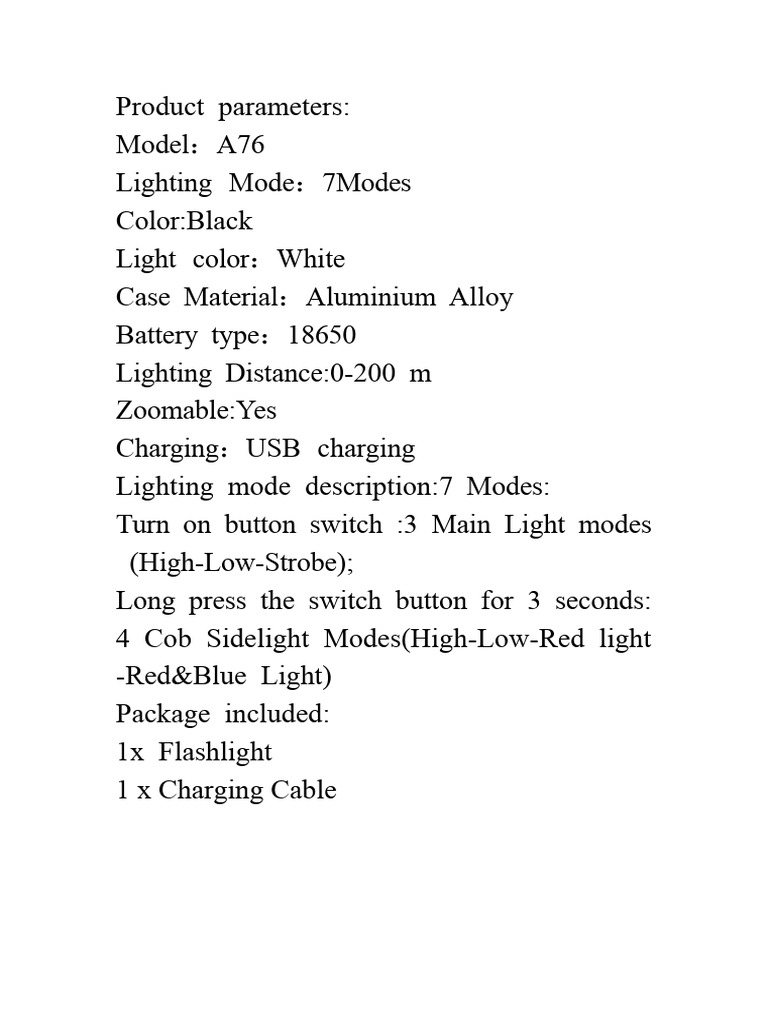 Rechargeable Torch Manual | PDF | Cable | Ingenieria Eléctrica