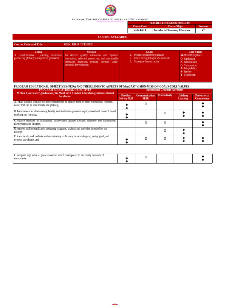 Cantong Ethics Syllabus | PDF | Social Justice | Learning