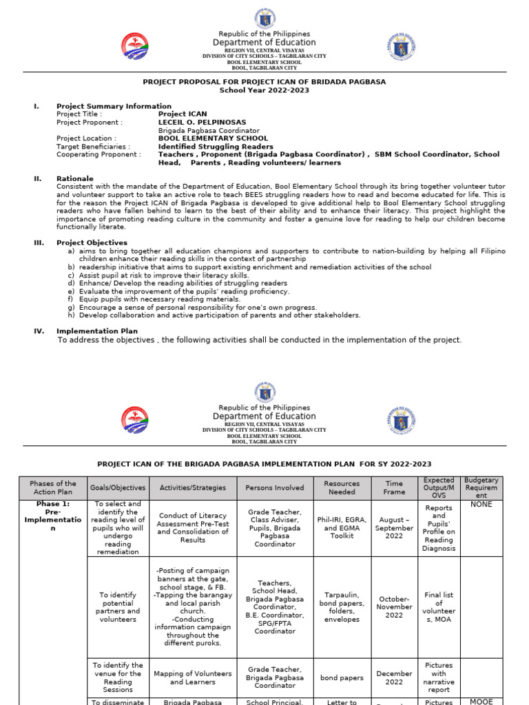 Brigada Pagbasa Implementation Plan | PDF | Literacy | Human Communication