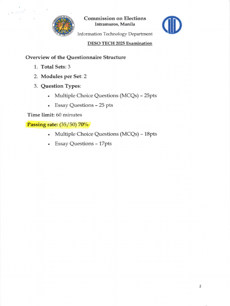 DESO TSS Exam Overview and Guidelines | PDF
