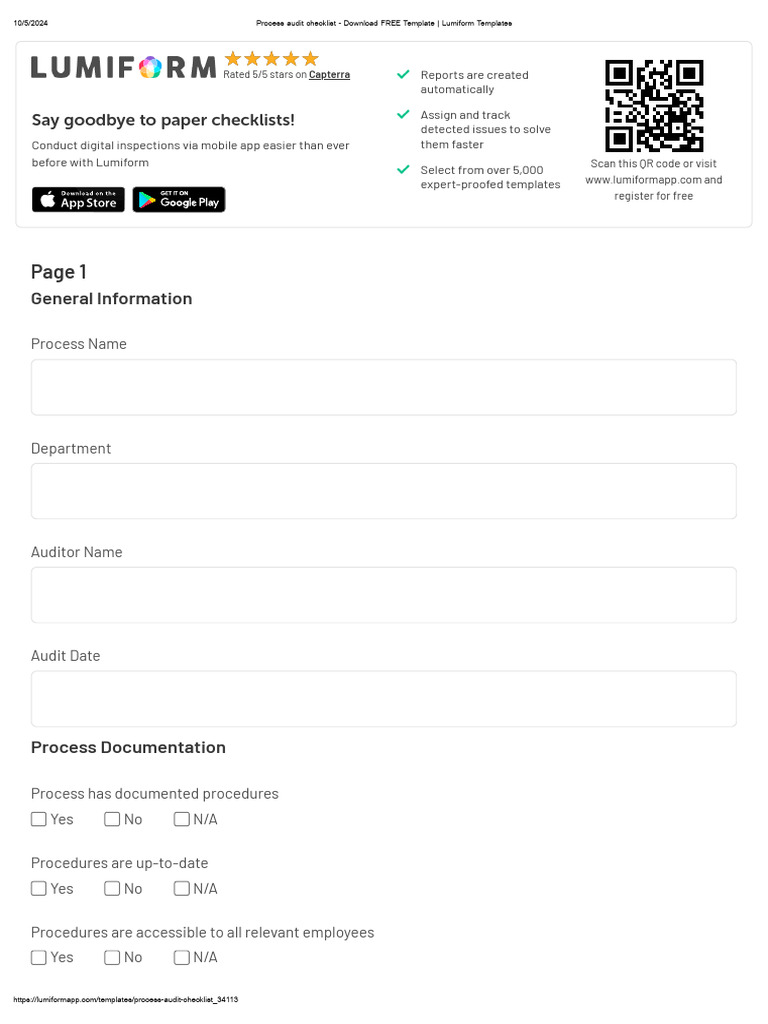 Process Audit Checklist - 34113 | PDF | Performance Indicator | Audit