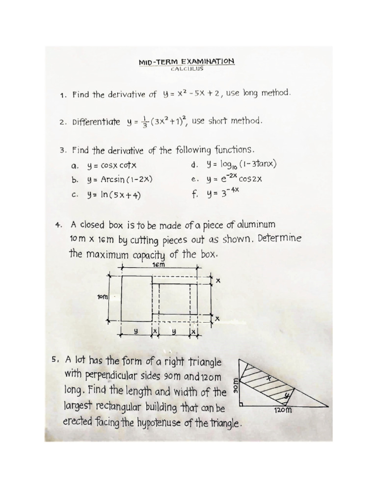Calculus Midterm Exam | PDF