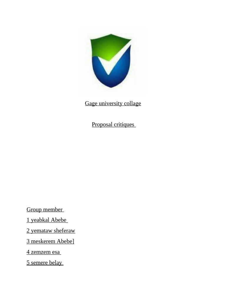 Gage University College Proposal Critiques | PDF
