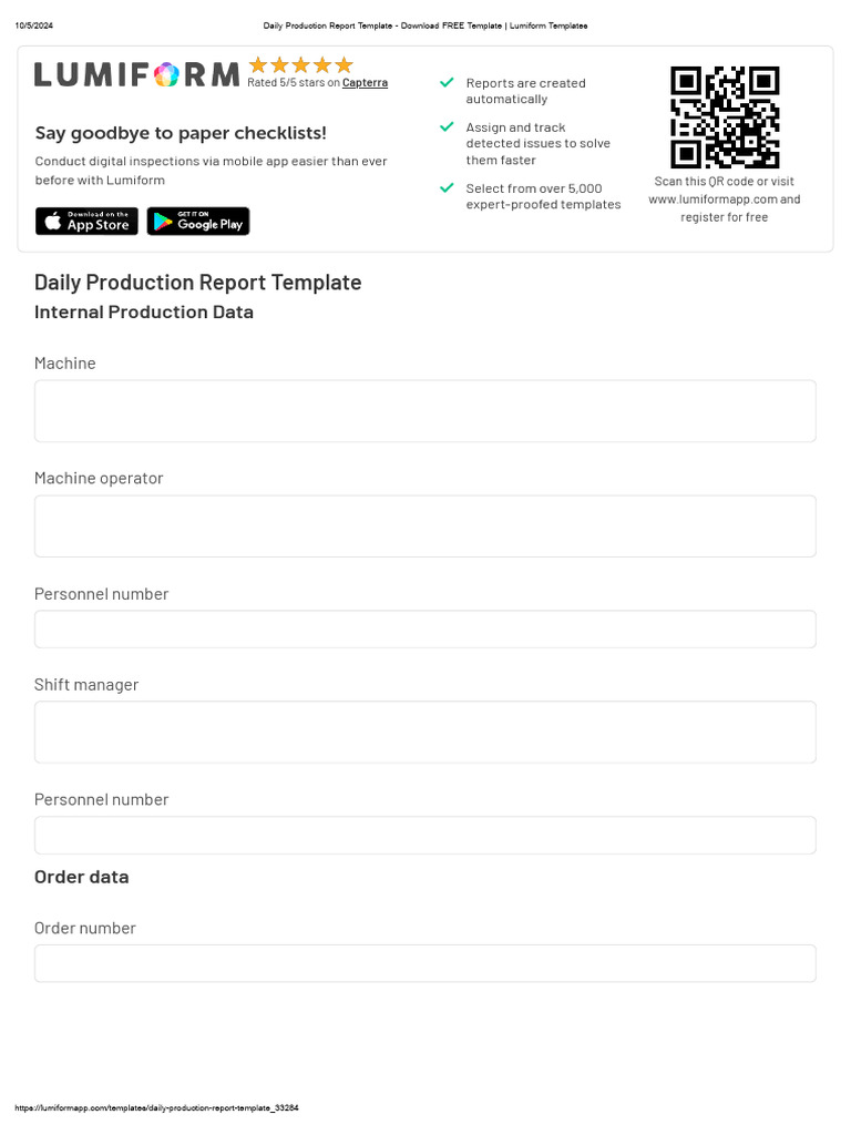 Daily Production Report Template Free | PDF | Computing