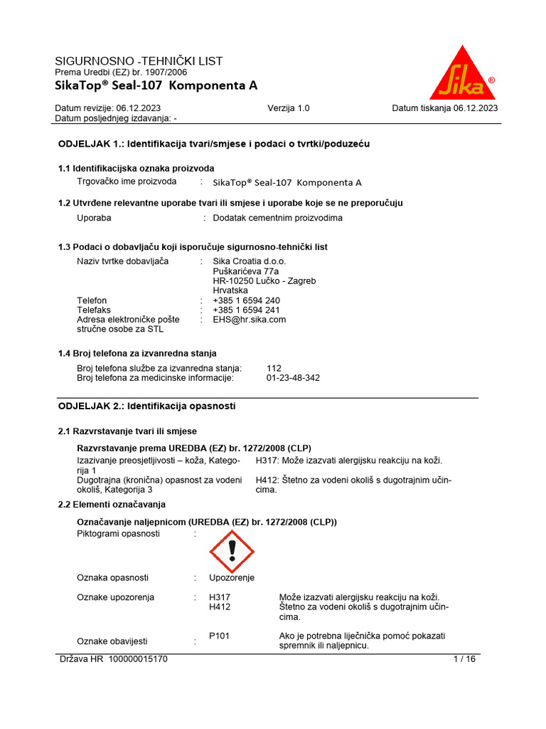 SikaTop Seal-107 Sivi AB - HR | PDF
