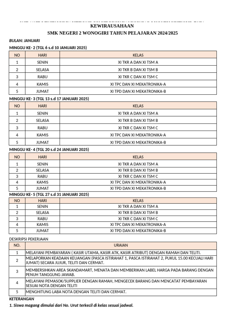 Magang Pkwu 2425 - Januari 2025 | PDF
