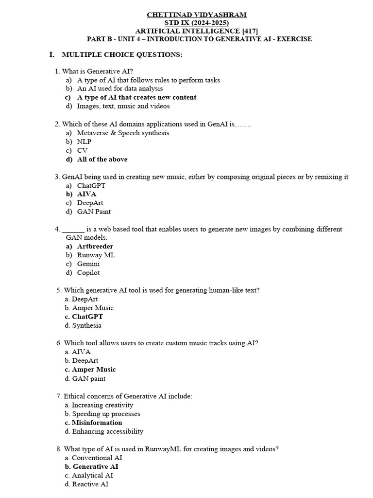 STDIX Unit4 IntroductiontoGenerativeAIExercise (2024 25) | PDF | Artificial Intelligence ...
