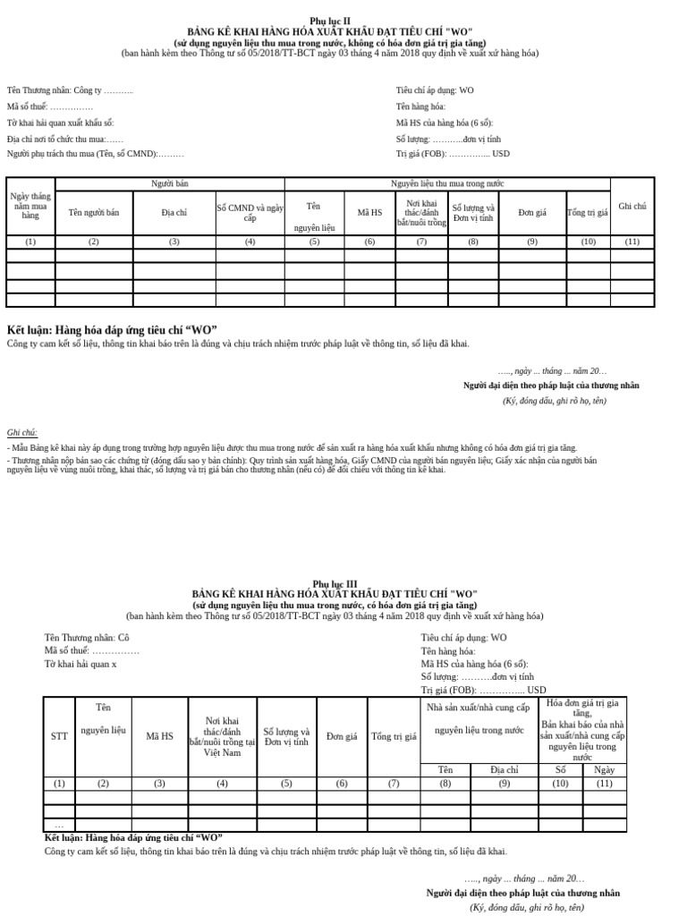 Mau Bang Ke Khai NVL 1 | PDF