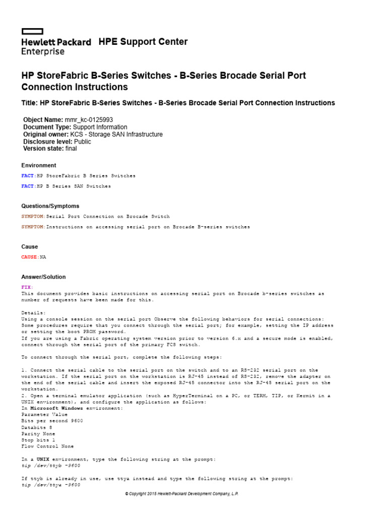B Series Brocade Serial Port | PDF