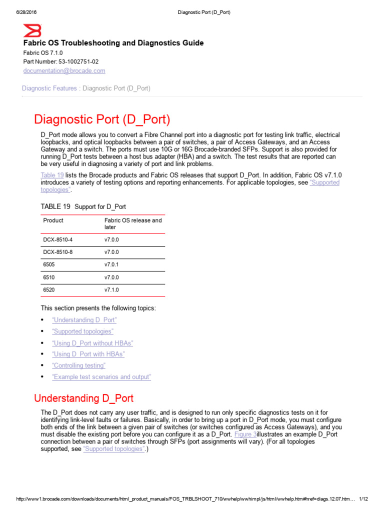 Diagnostic Port (D - Port) | PDF | Network Switch | Command Line Interface