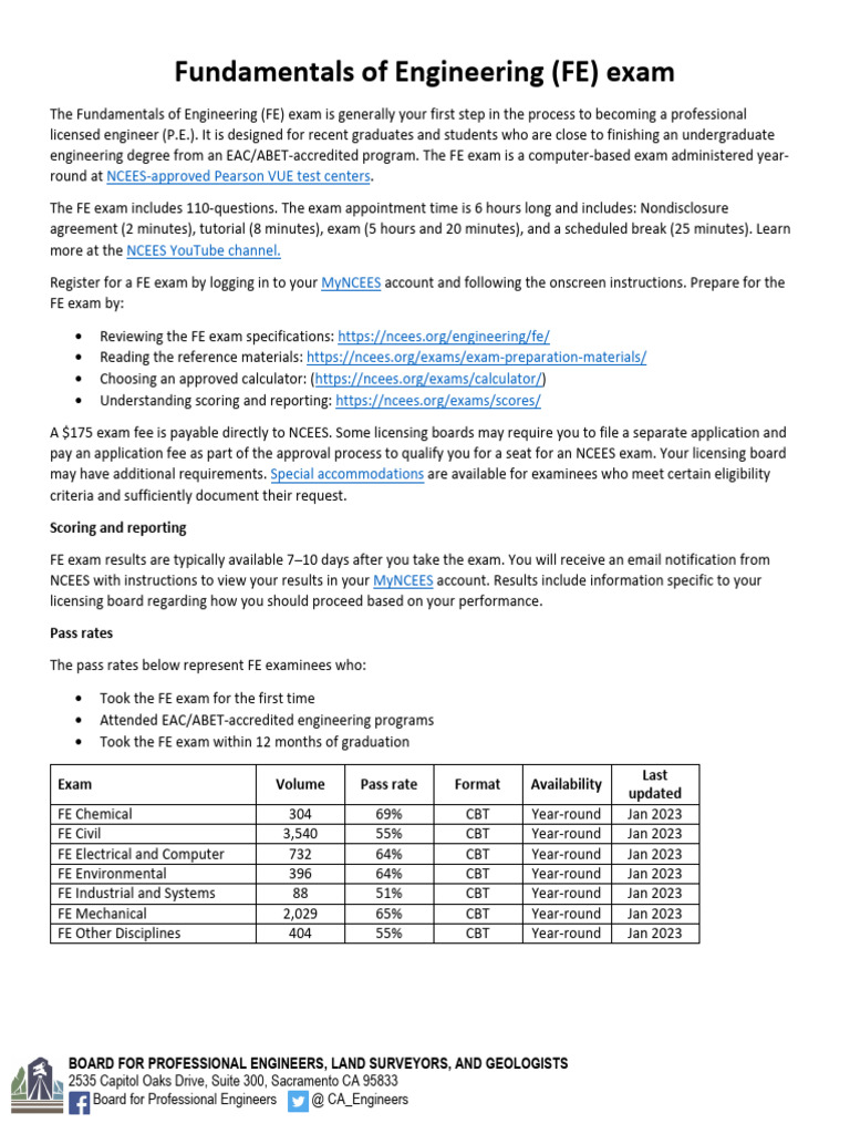 FE_Exam_Specs | PDF | Fluid Dynamics | Stress (Mechanics)