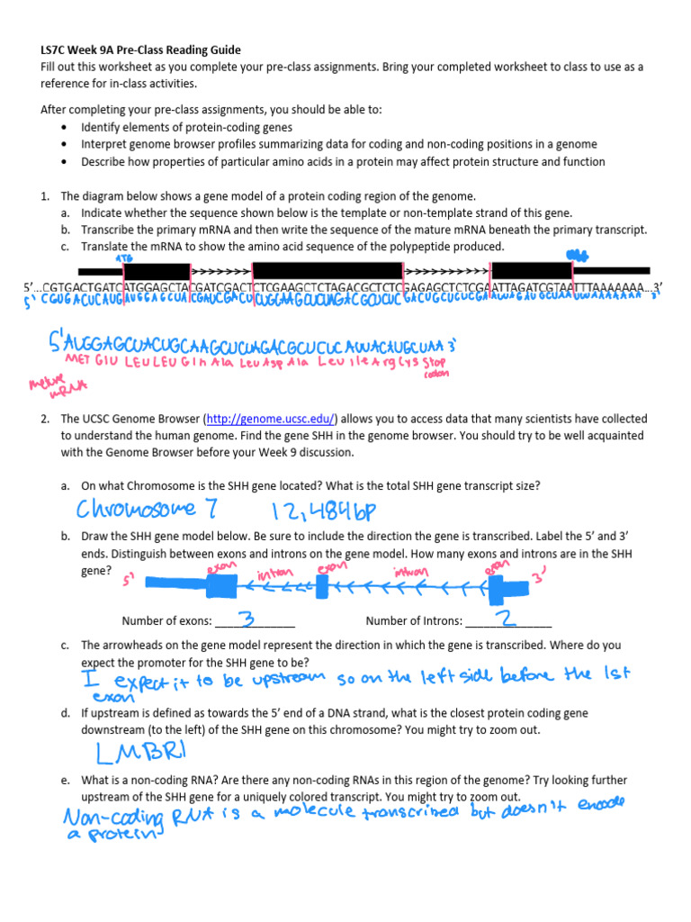 LS7C+Week+9A+Pre-Class+Reading+Guide | PDF | Gene | Genome LS7C+Week+9A+Pre-Class+Reading+Guide | PDF | Gene | Genome