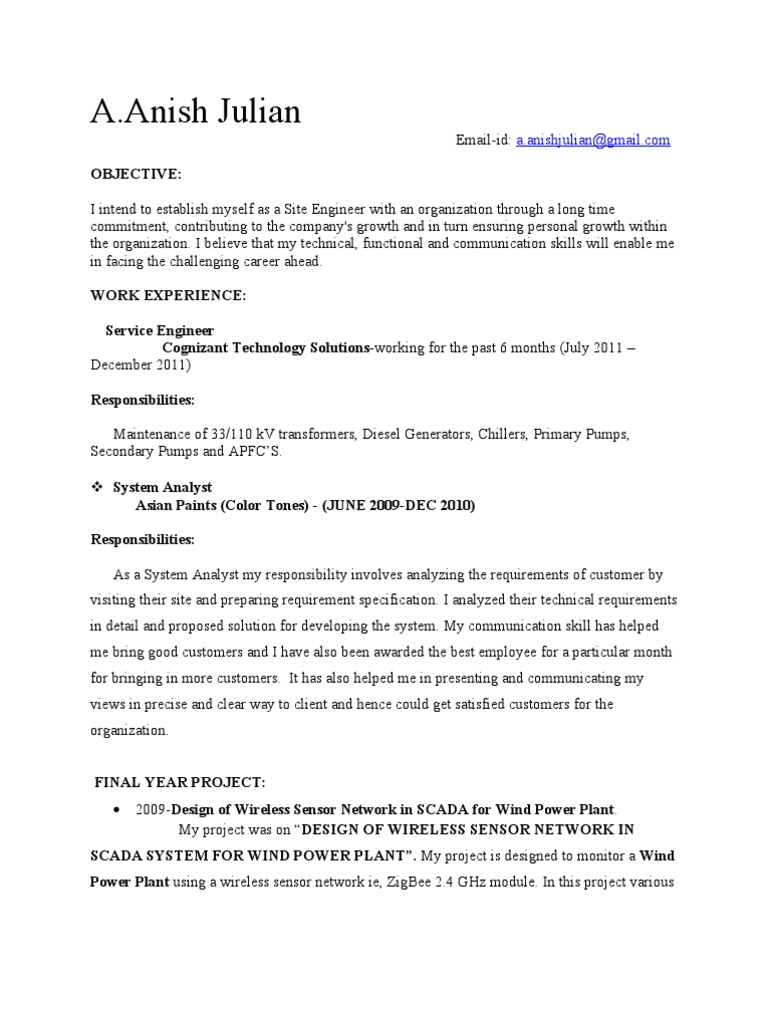 Anish Resume | PDF | Transformer | Wind Power