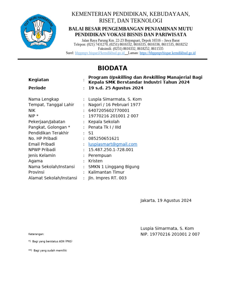 Bidata Kosong | PDF