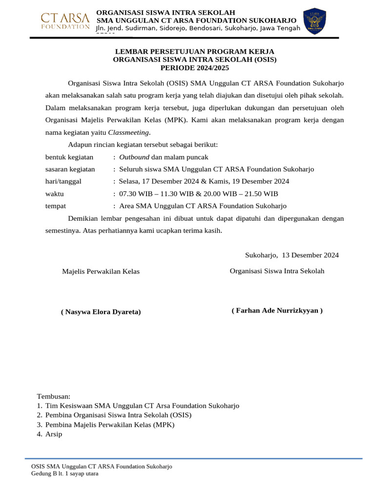 Persetujuan Program OSIS 2024/2025 | PDF