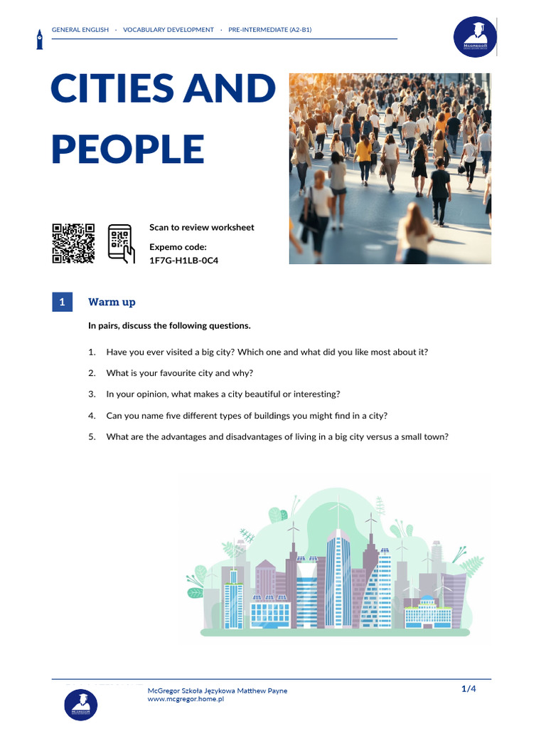 Cities and People British English Student A2 B1 | PDF