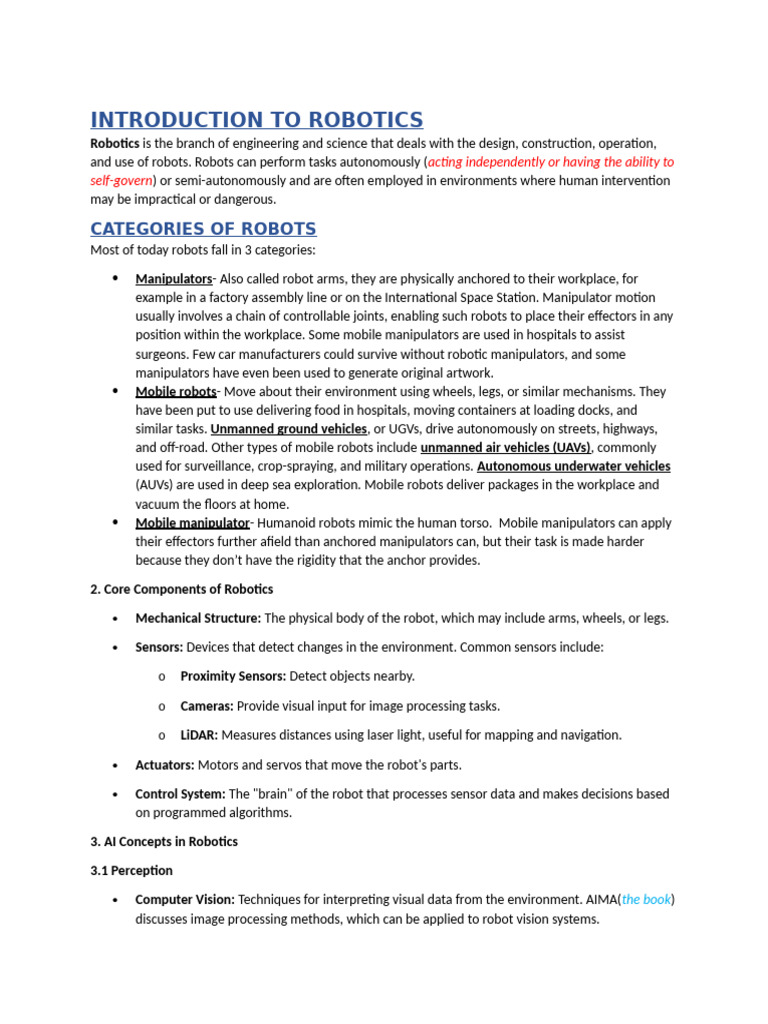 Introduction To Robotics | PDF | Robot | Robotics