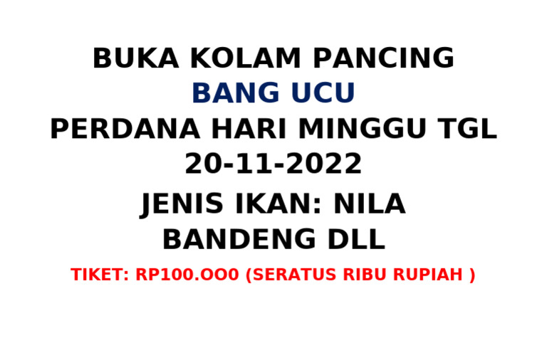 Buka Kolam Pancing Bang Ucu | PDF