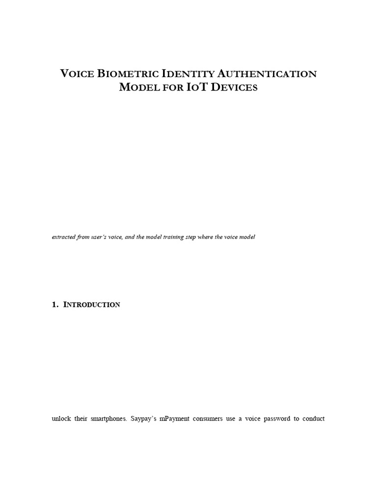 Voice Biometric Identity Authentication Model For IoT Devices | PDF ...