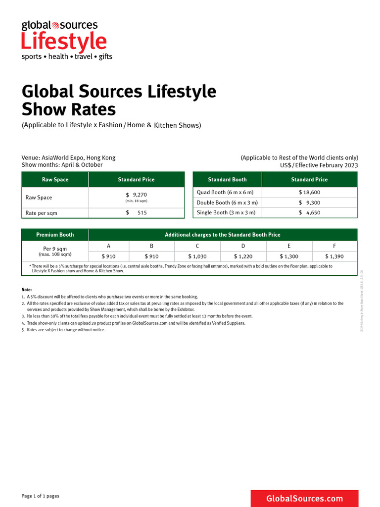 Lifestyle Show Rate Sheet 2023 | PDF | Money | Market (Economics)