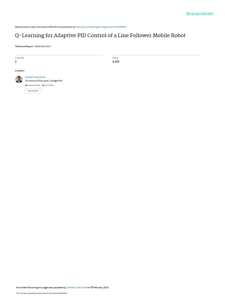 Q-Learning for Adaptive PID Control | PDF | Control Theory | Applied ...