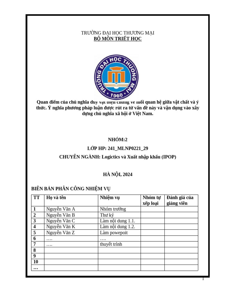 241 - MLNP0221 - 29 - Nhóm 2- Đề tài 1 | PDF