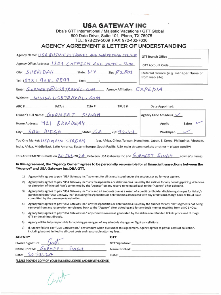 Contract Agreement GTT | PDF